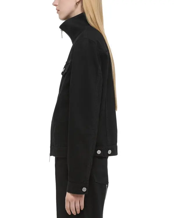 Helmut Lang Funnel Neck Trucker Jacket In Rinsed Black - 40% Off